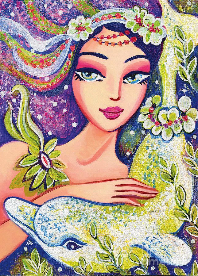 Solve Eva Campbell Artwork - 'Dolphin Mermaid' jigsaw puzzle online ...