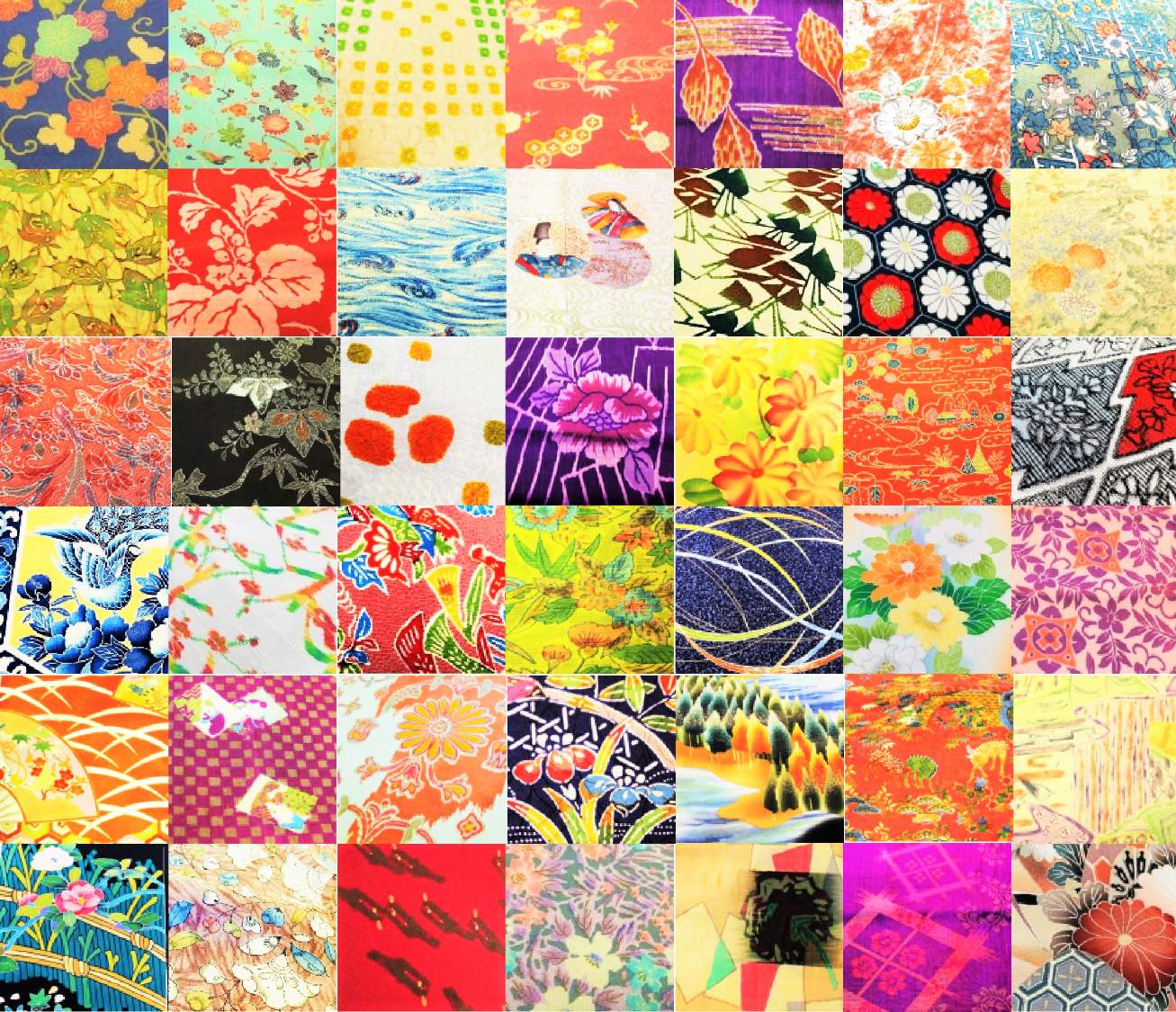 Solve PATCHWORK KIMONO SILK 7 jigsaw puzzle online with 72 pieces