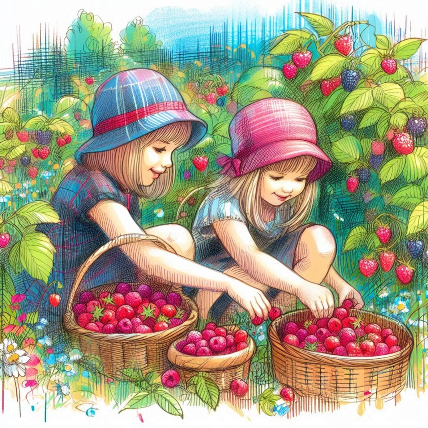Solve Berry Pickers (resizable 9 to 600 pieces) jigsaw puzzle online ...