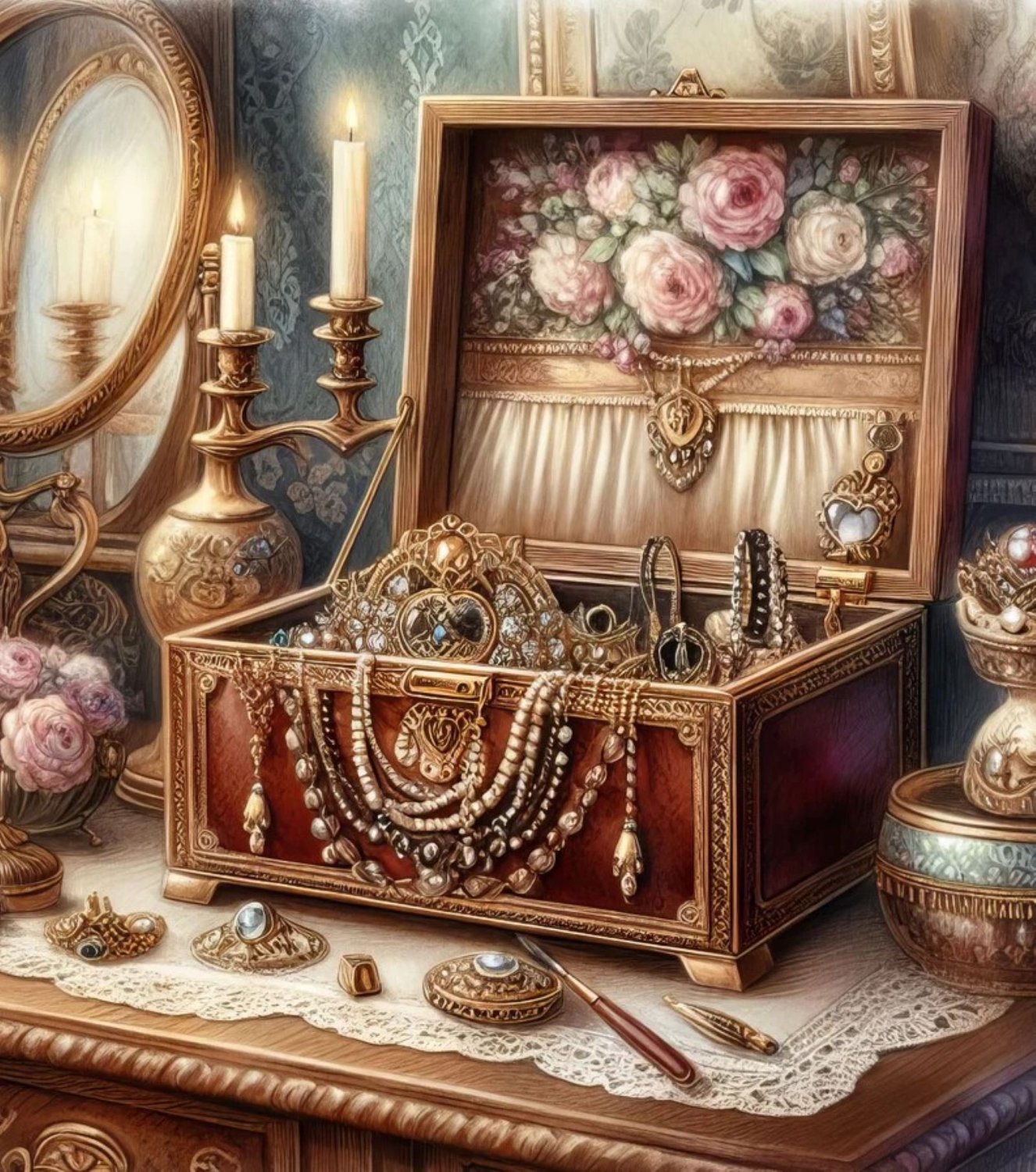 Solve Victorian jewelery box jigsaw puzzle online with 255 pieces