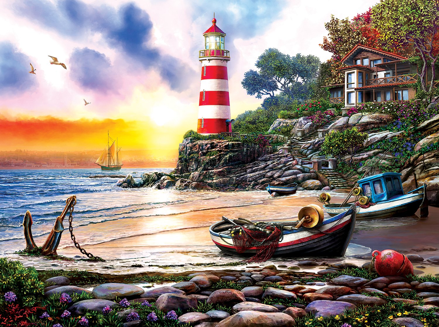 Jigsaw Puzzle | 500 pieces | Lighthouse Harbor | Jigidi