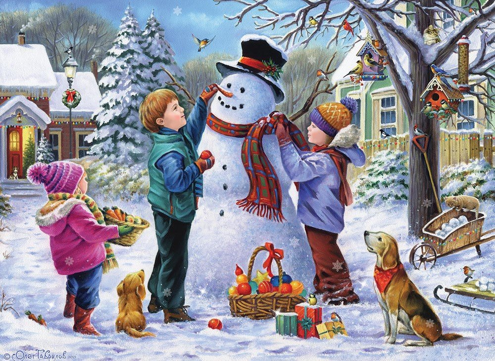 Jigsaw Puzzle | 150 pieces | Building a Snowman (Large) | Jigidi