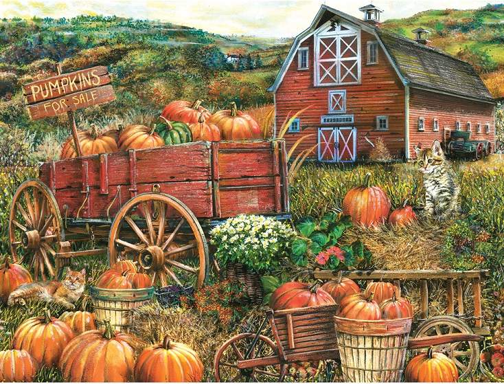 Solve Pumpkin Farmhouse jigsaw puzzle online with 120 pieces