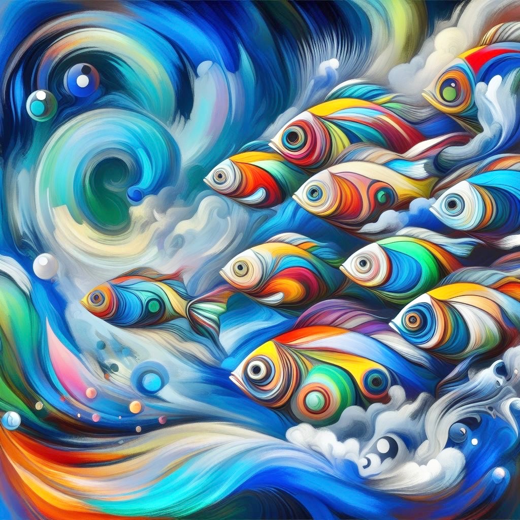 Solve One fish Two Fish jigsaw puzzle online with 64 pieces