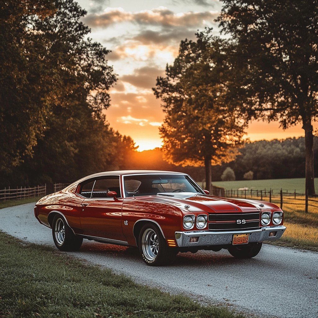Solve '70 Chevelle SS454 at Sunset jigsaw puzzle online with 100 pieces