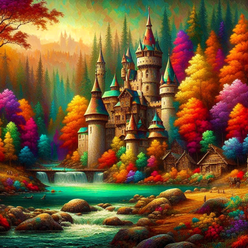Solve (it's medieval day) medieval castle in the colorful forest jigsaw ...