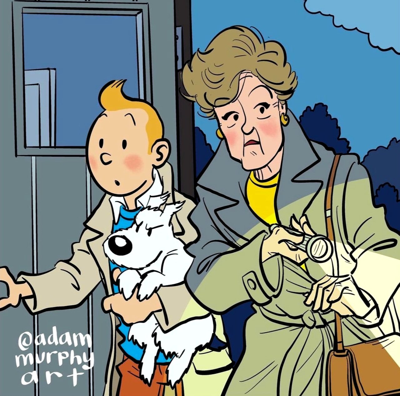 Solve Tintin and Jessica Go Sleuthing jigsaw puzzle online with 100 pieces