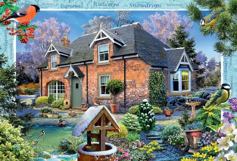 Solve Snowdrop Cottage jigsaw puzzle online with 117 pieces