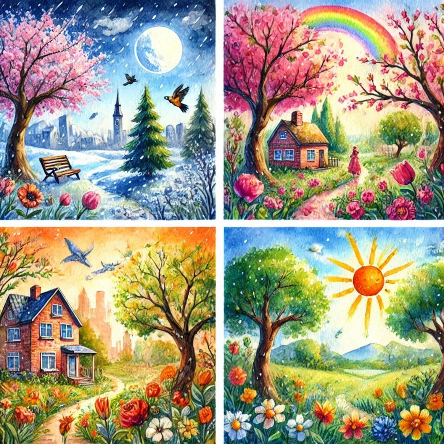 Solve Four Seasons (resizable 9 to 600 pieces) jigsaw puzzle online ...