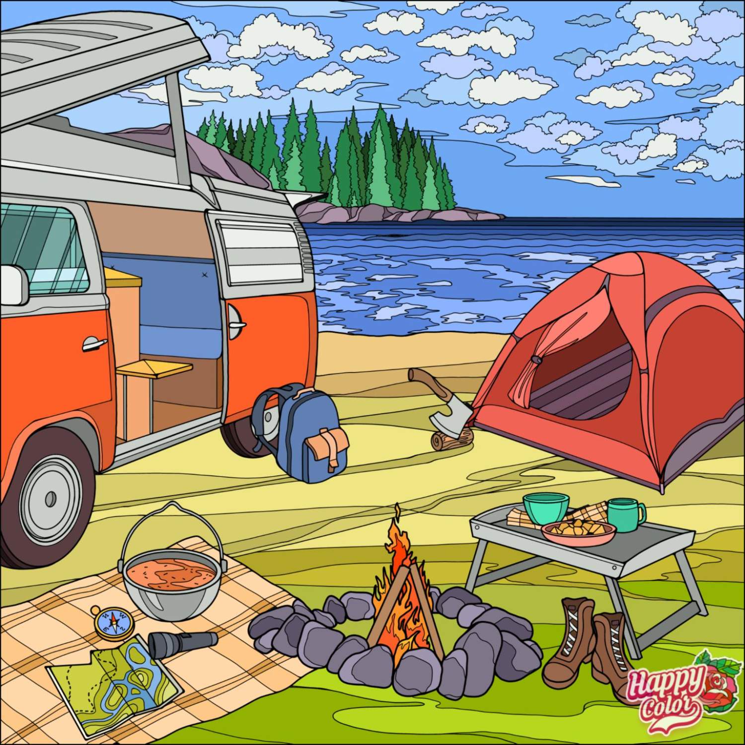 Solve PUZZLE - Camping Out II jigsaw puzzle online with 196 pieces