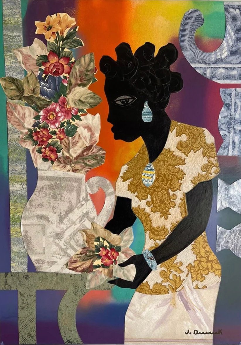 Solve James Denmark Artwork - 'Lady with Flower' jigsaw puzzle online ...