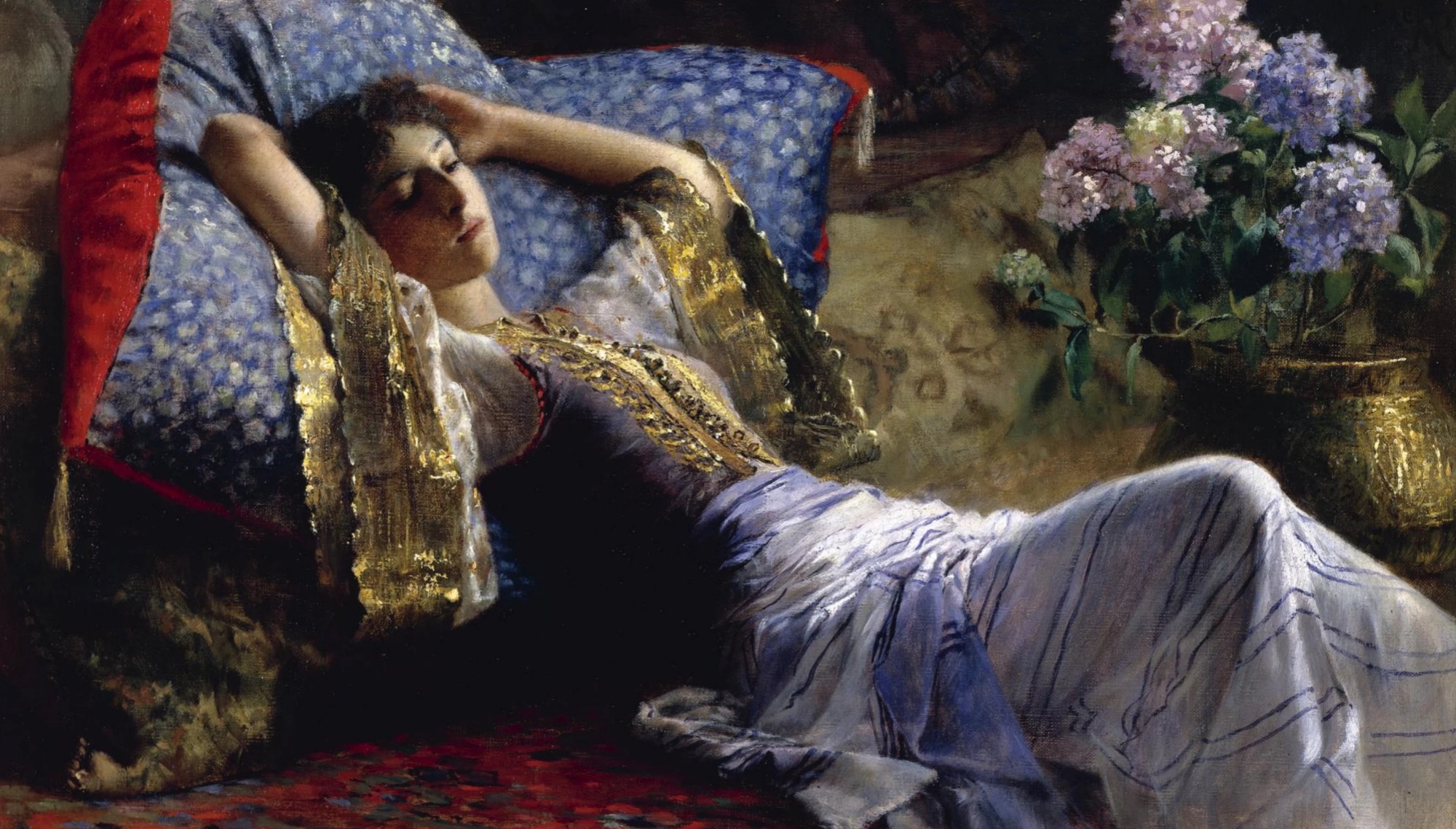 Solve Ferdinand Max Bredt - Reclining Odalisque jigsaw puzzle online ...