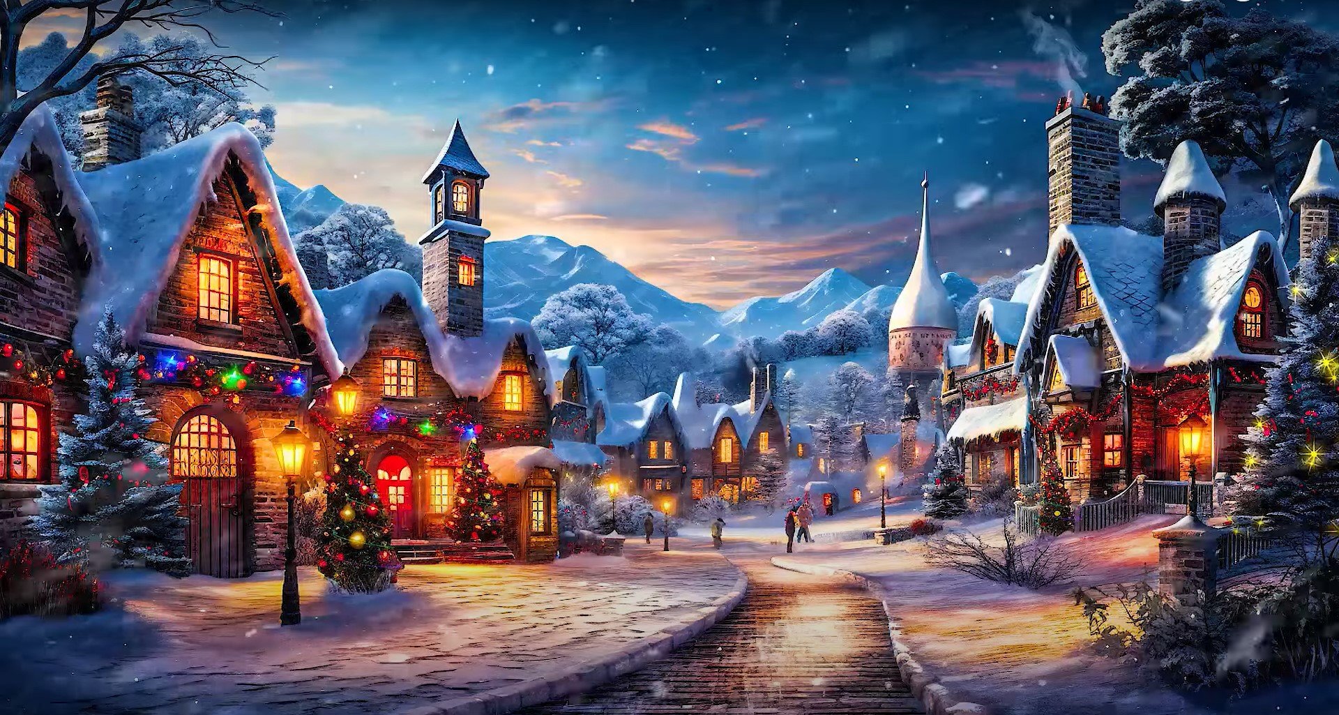 Solve Snowy village in the mountains jigsaw puzzle online with 312 pieces
