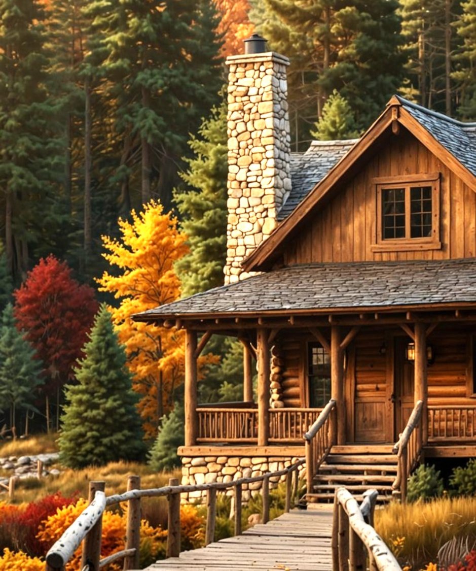 Solve Welcome to the Log House With the Trees Changing Color... jigsaw ...