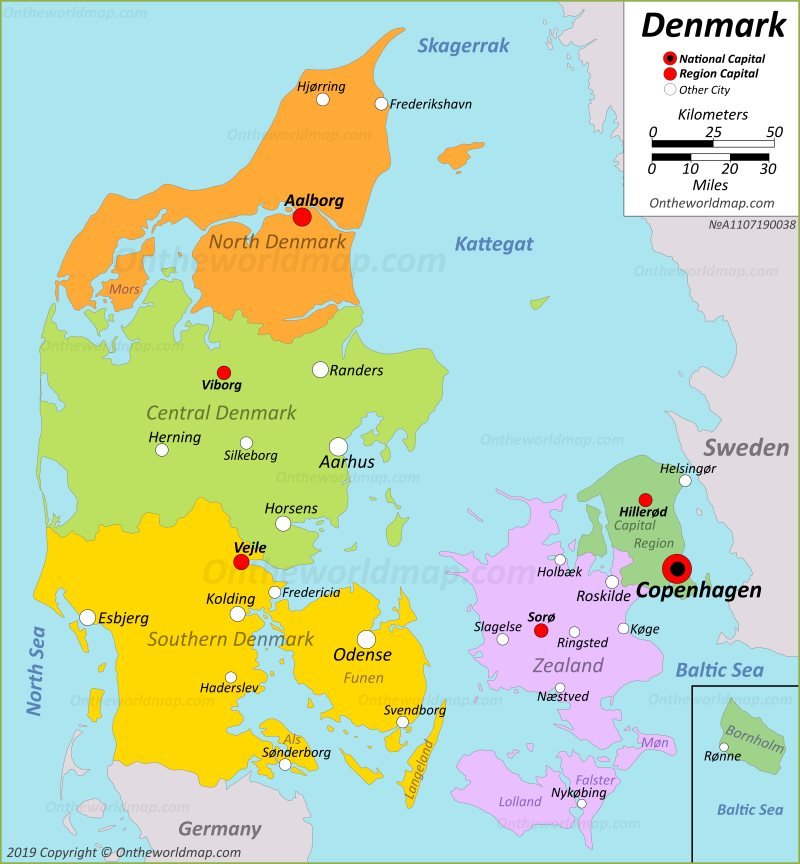 Solve Map of Denmark jigsaw puzzle online with 90 pieces