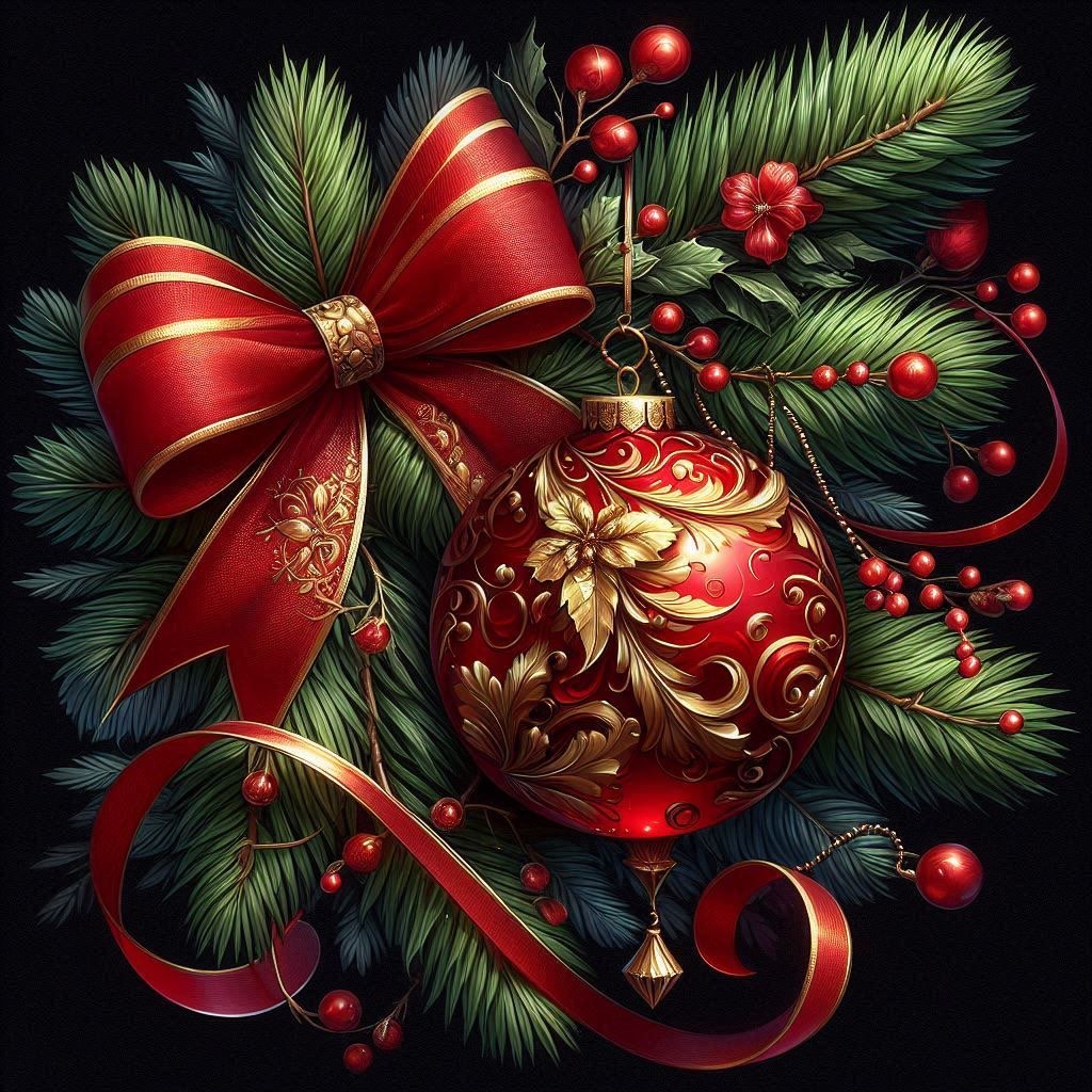 Solve Christmas Ornament & Bow jigsaw puzzle online with 36 pieces