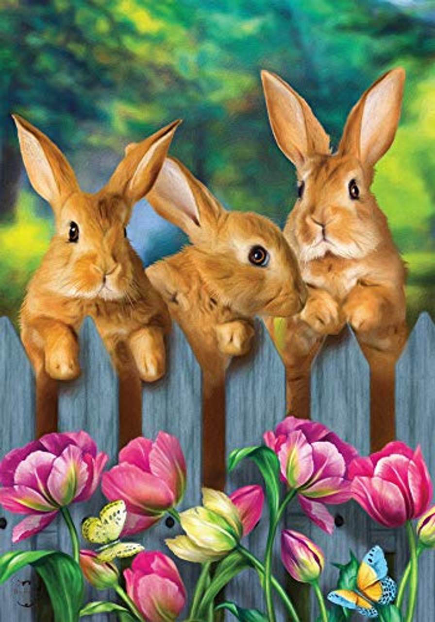 Solve Bunnies and Tulips (X-Large) jigsaw puzzle online with 336 pieces