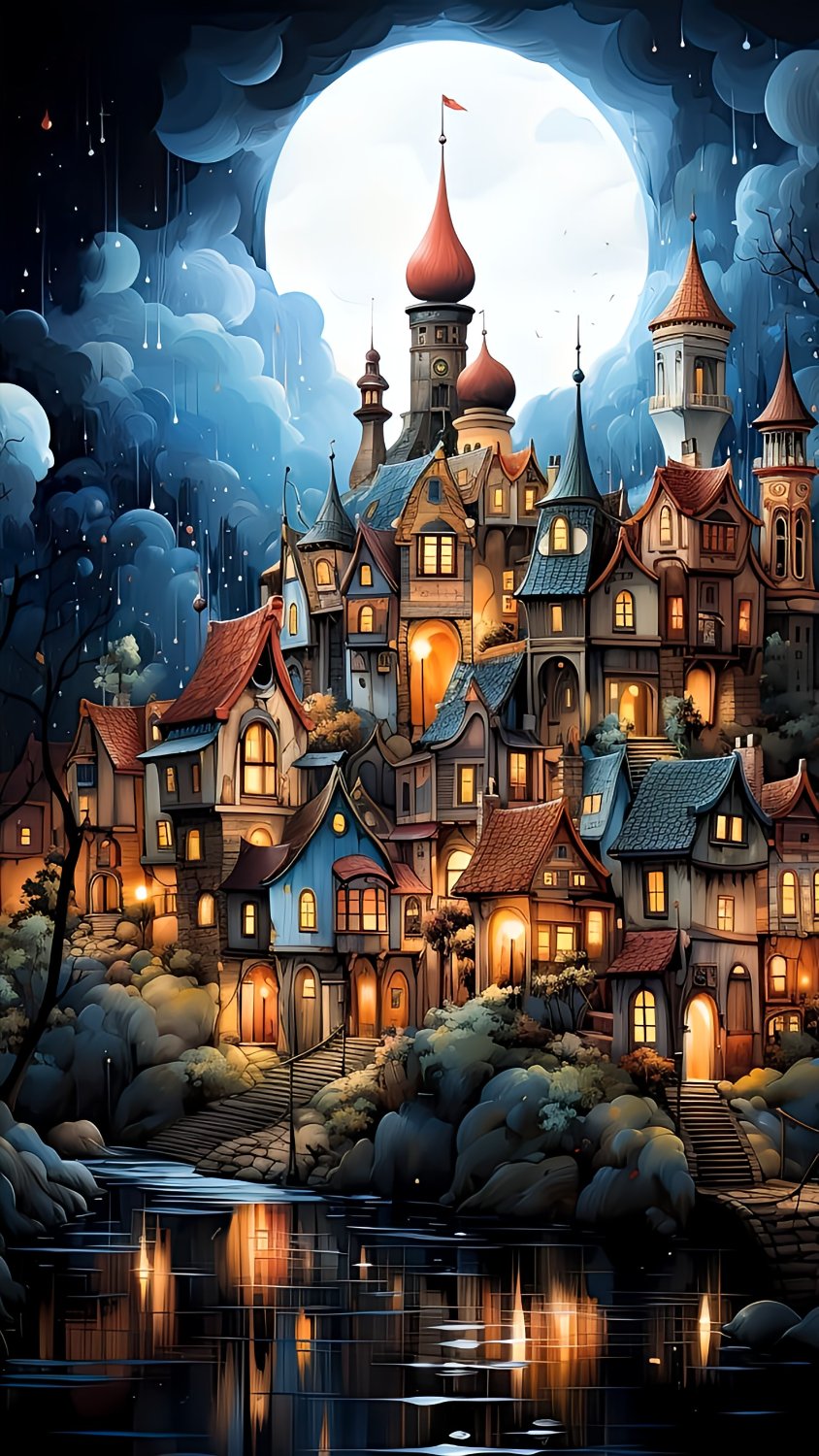 Solve Imaginary village jigsaw puzzle online with 405 pieces