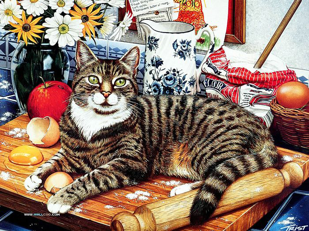 Solve Wilberforce the cat by Geoffrey Tristam jigsaw puzzle online with ...