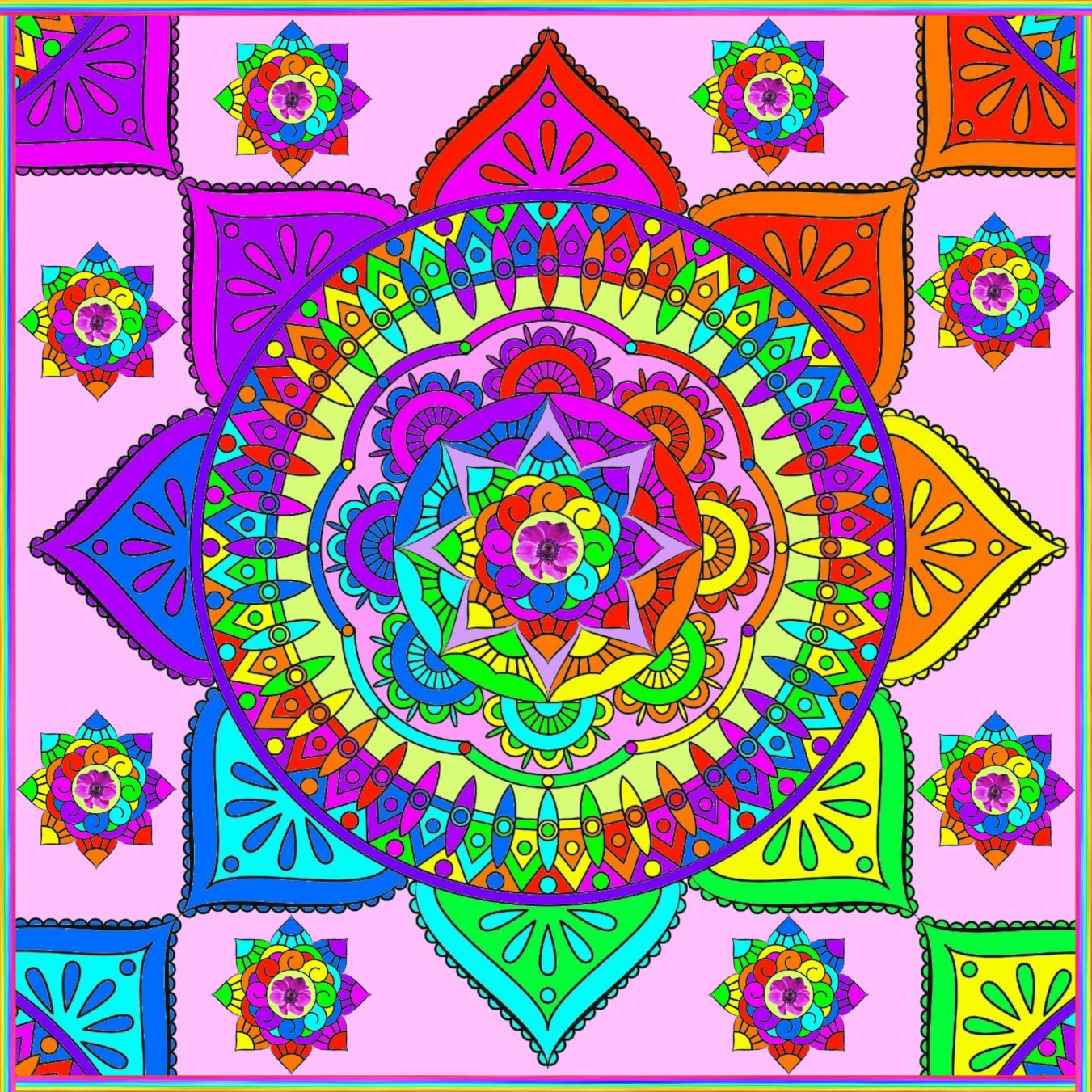 Solve Mandala Rainbow 267 jigsaw puzzle online with 100 pieces