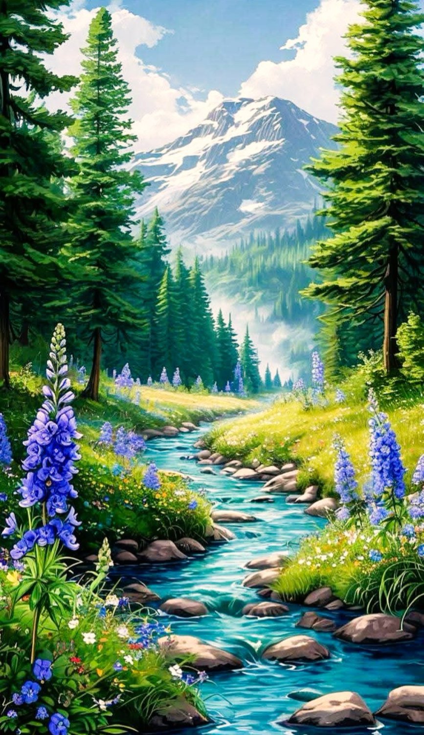 Jigsaw Puzzle | 84 pieces | Spring Along the Stream | Jigidi