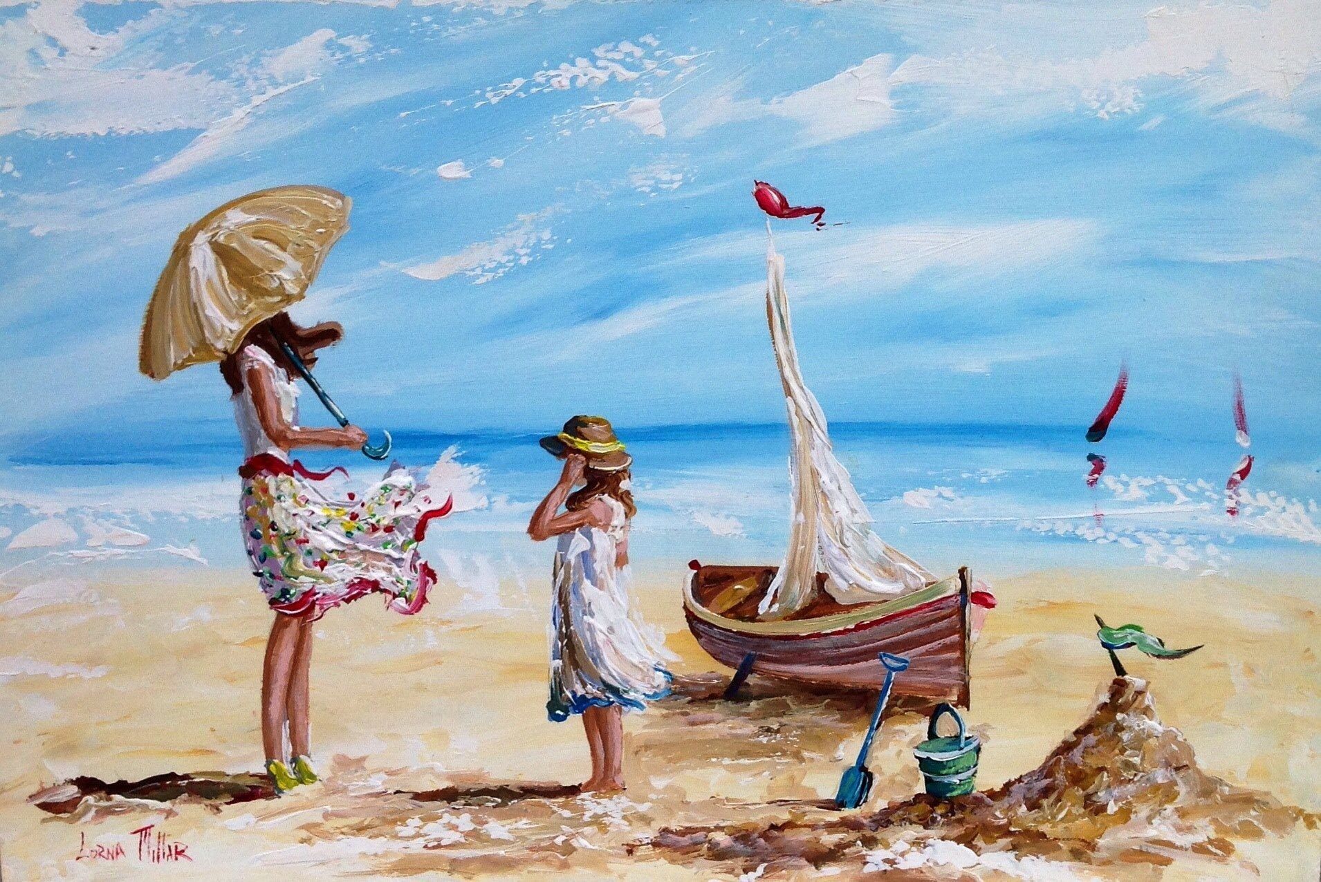 Solve On the beach during a windy day jigsaw puzzle online with 77 pieces