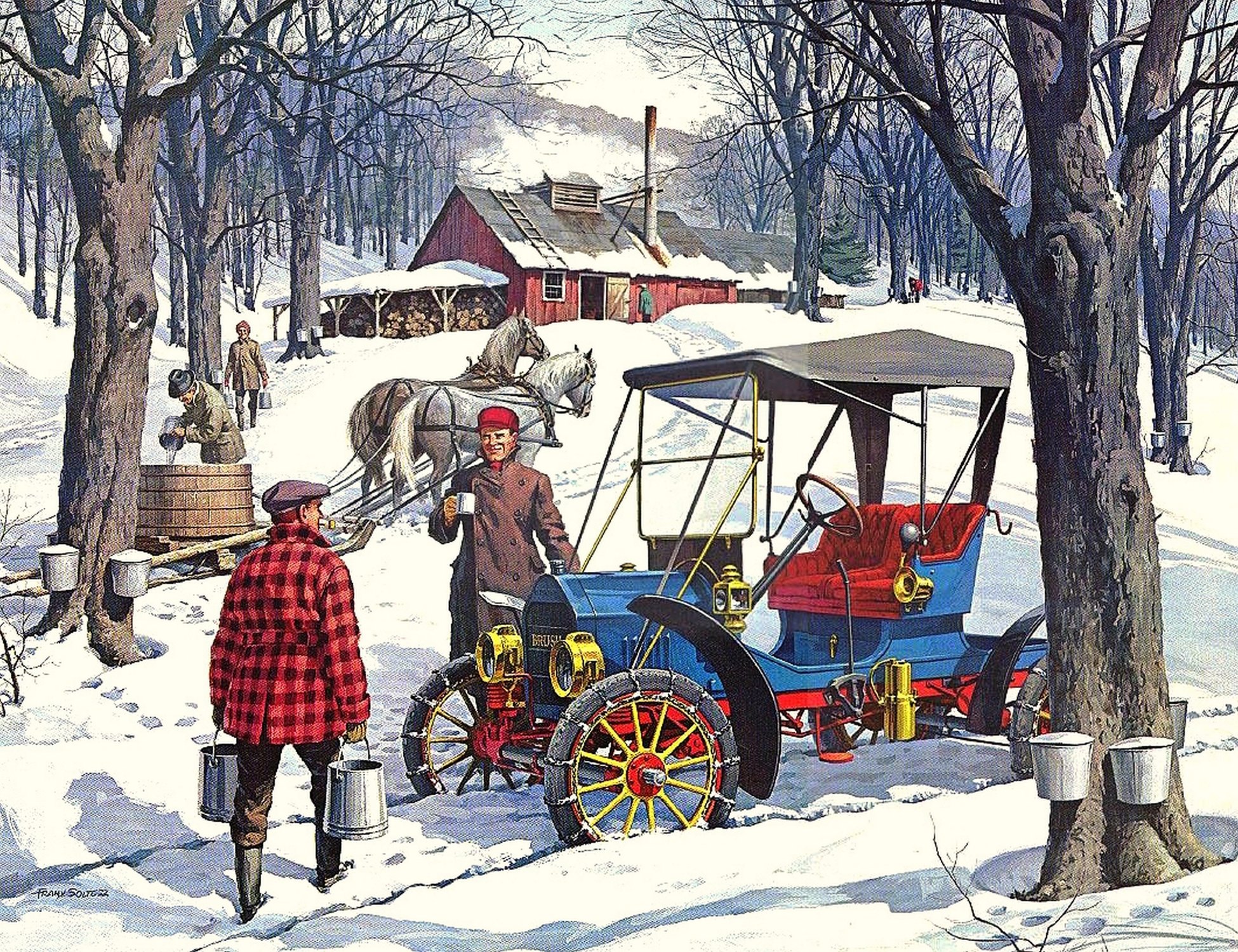 Solve 'MAPLE SYRUPING TIME' jigsaw puzzle online with 154 pieces