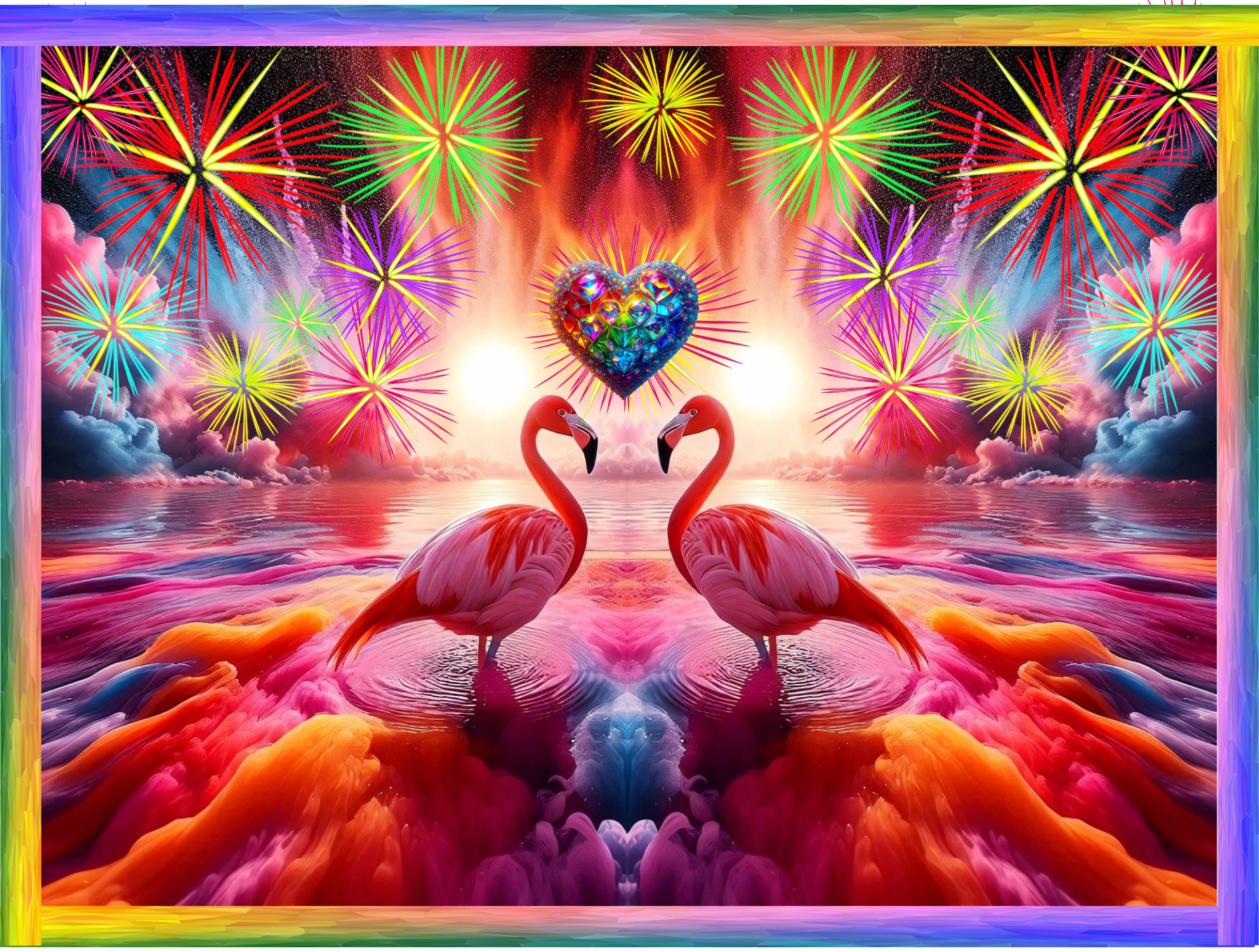 Jigsaw Puzzle | 99 pieces | Flamingo Celebration of Love | Jigidi