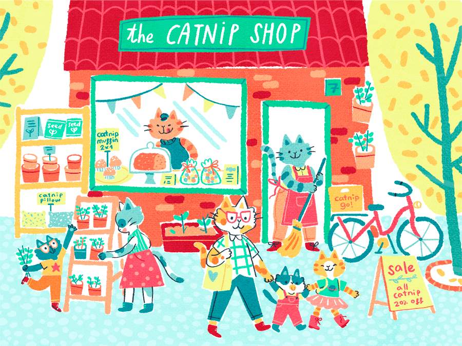 Solve the catnip shop by Cris Martín jigsaw puzzle online with 180 pieces