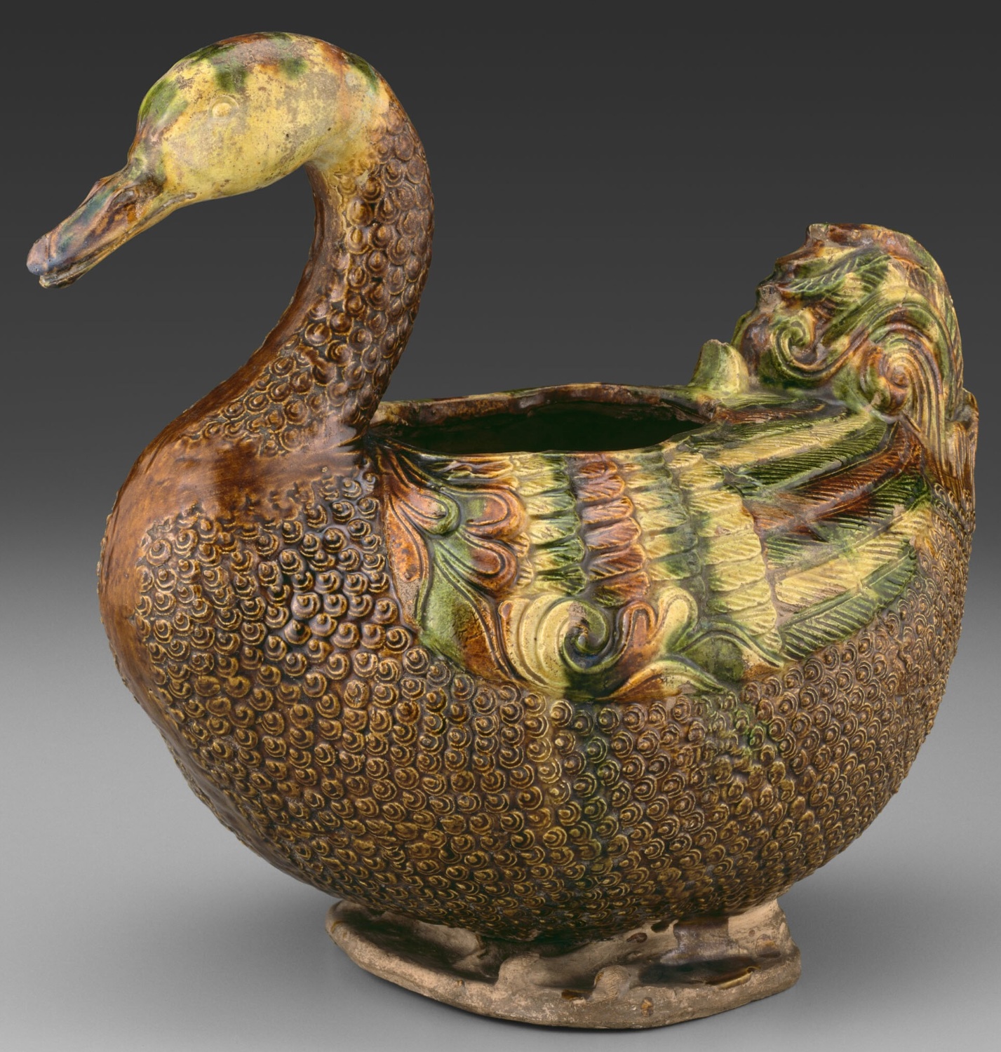 Solve Tang Dynasty Earthenware Bird Shaped Vessel, Sancai Glaze, China ...