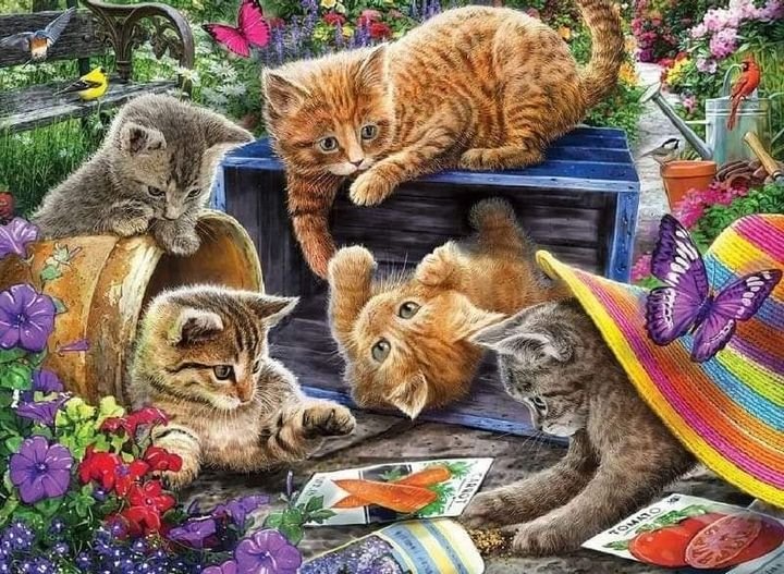 Solve Playful Kittens jigsaw puzzle online with 70 pieces