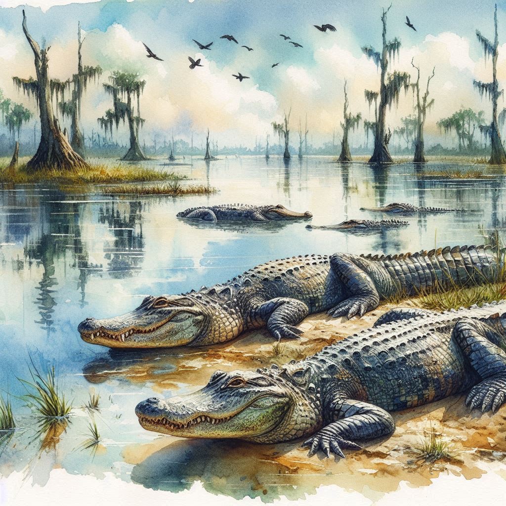 Solve Alligators on the bayou (resizable 9 to 306 pieces) jigsaw puzzle ...