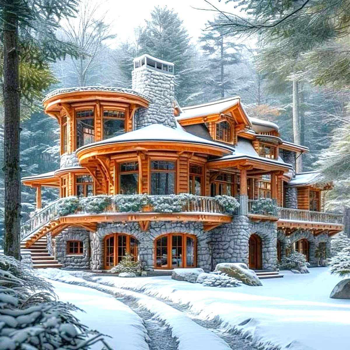 Solve Gorgeous Stone and Log House.... jigsaw puzzle online with 36 pieces