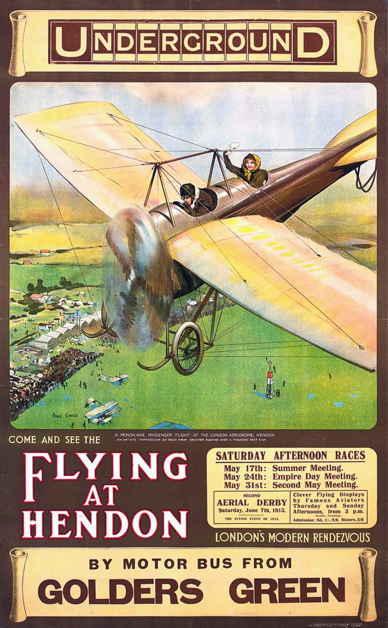 Solve Flying at Hendon, 1914, poster by Cyrus Cincinnati Cuneo ...