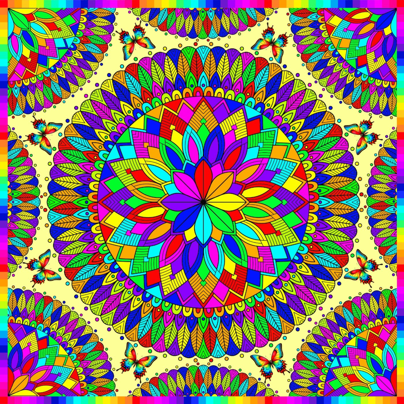 Solve Mandala Rainbow Lemon 13 jigsaw puzzle online with 49 pieces