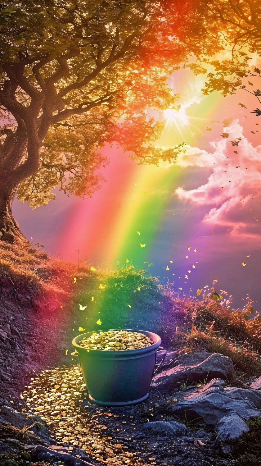 Solve gold at the end of the rainbow, resizable 15 to 375 pieces jigsaw ...