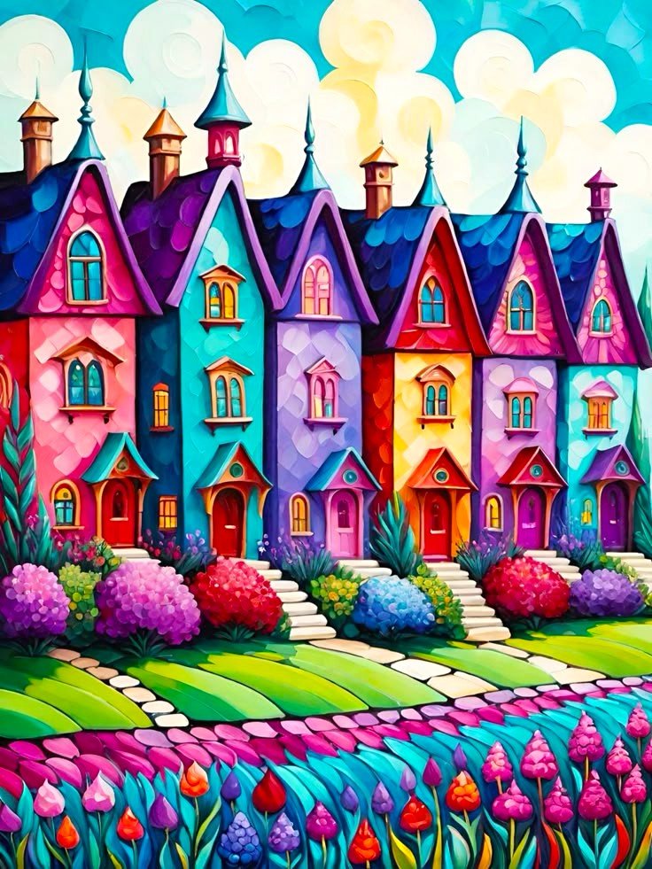 Solve Colorful Row Houses On the Edge of Town.... jigsaw puzzle online ...