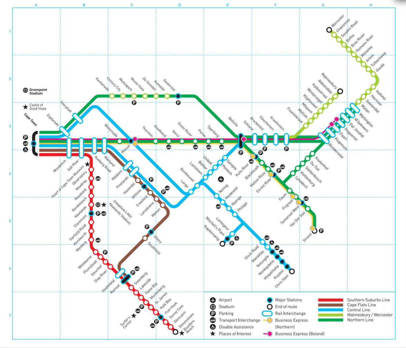 Puzzle | 224 pièces | Metrorail-CapeTown-Route-Map | Jigidi
