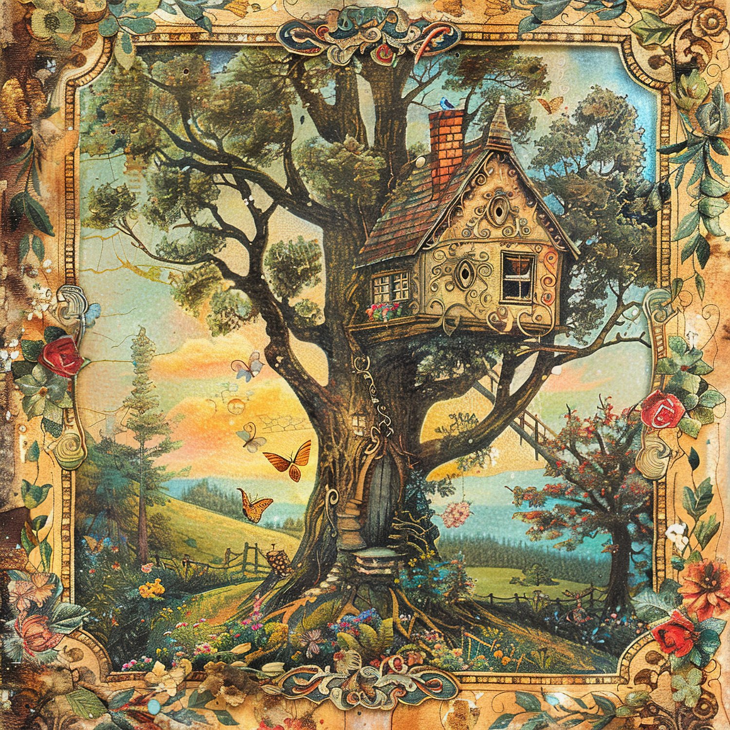 Solve Vintage Treehouse jigsaw puzzle online with 100 pieces