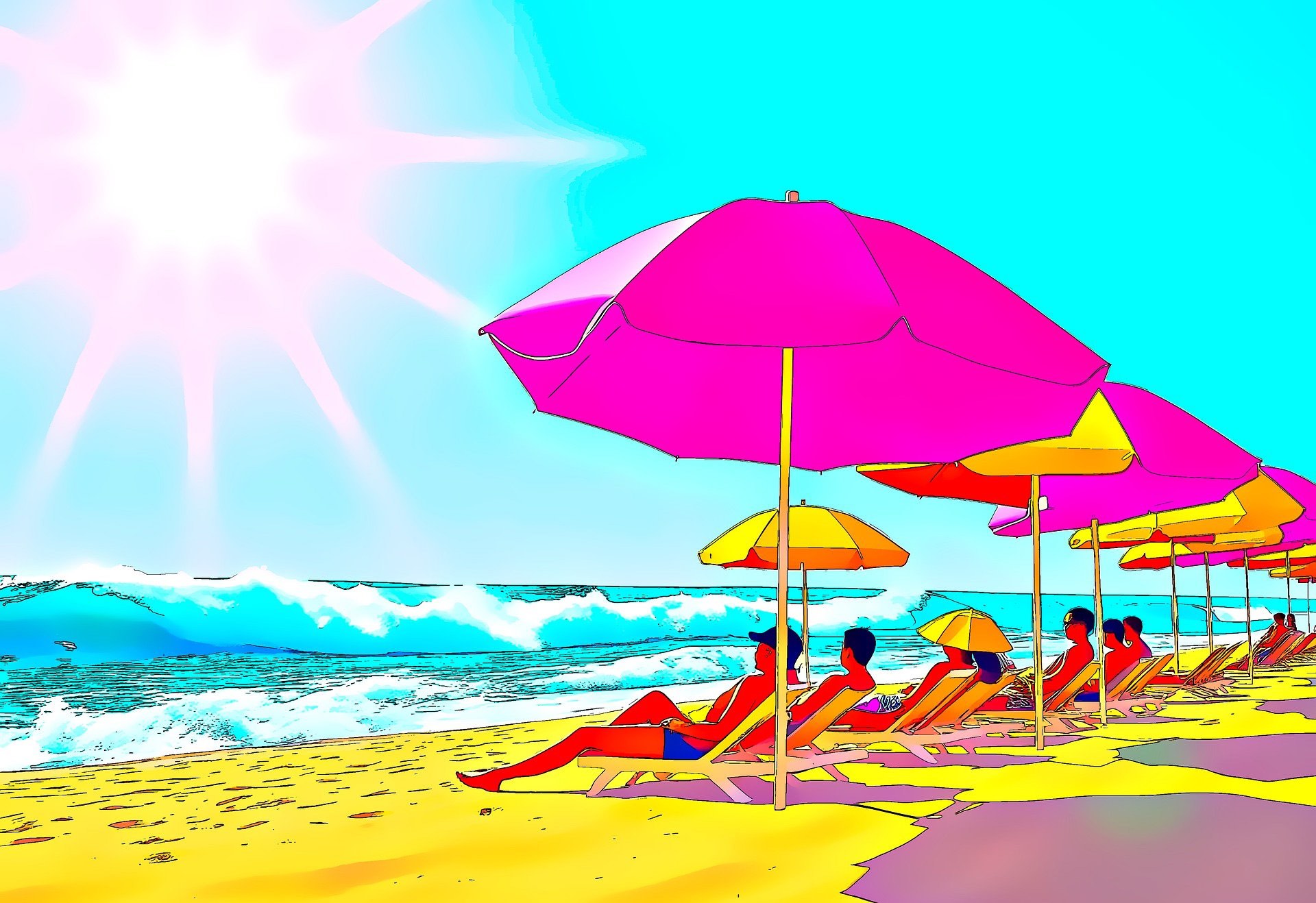 Solve On the beach!! jigsaw puzzle online with 96 pieces