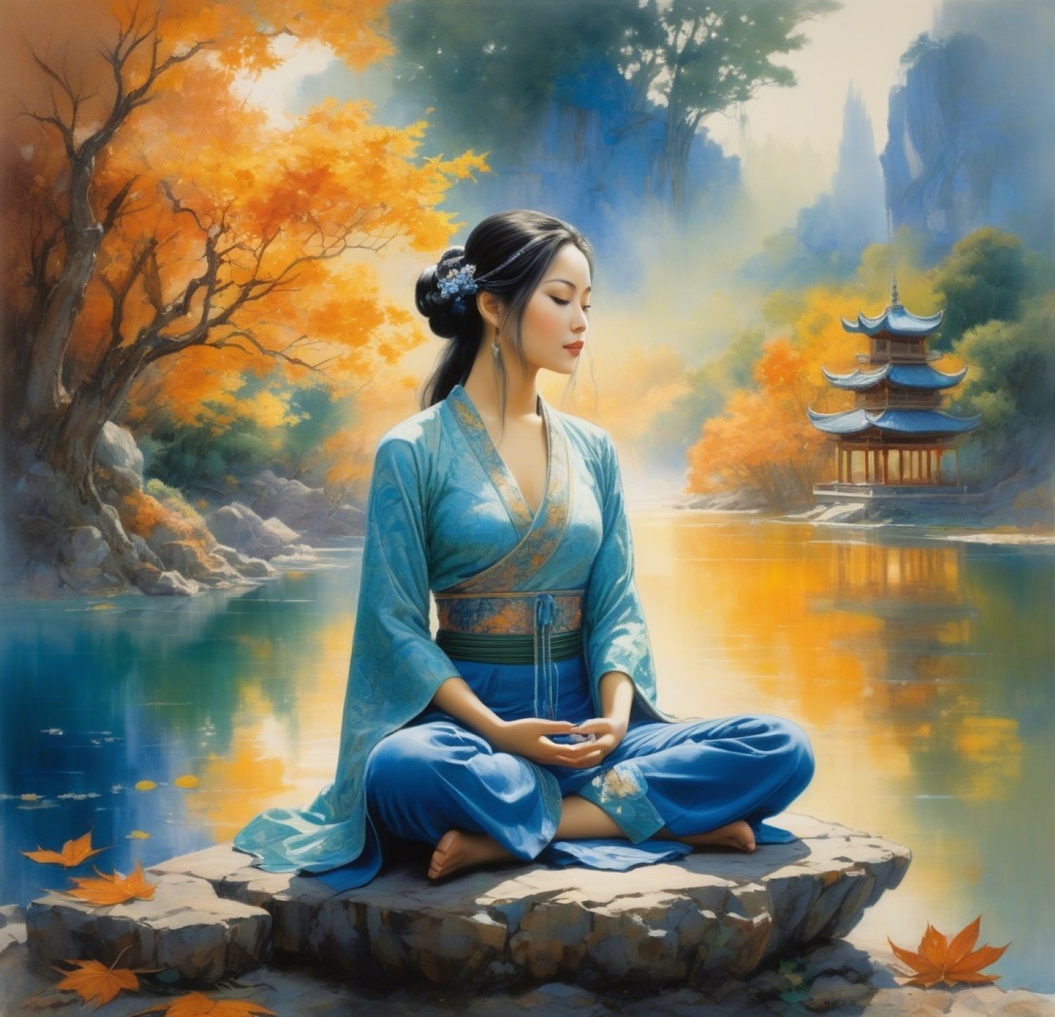Solve Meditation in Nature's Embrace jigsaw puzzle online with 81 pieces