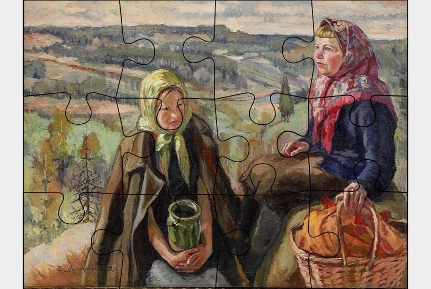 Jigsaw Puzzle | Russian Village Ladies | 70 pieces | Jigidi