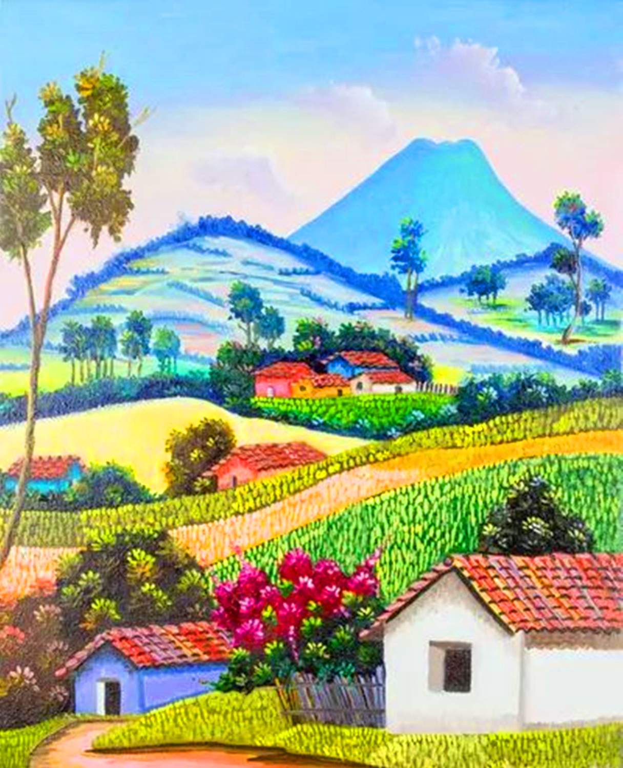 Solve Village Painting jigsaw puzzle online with 120 pieces