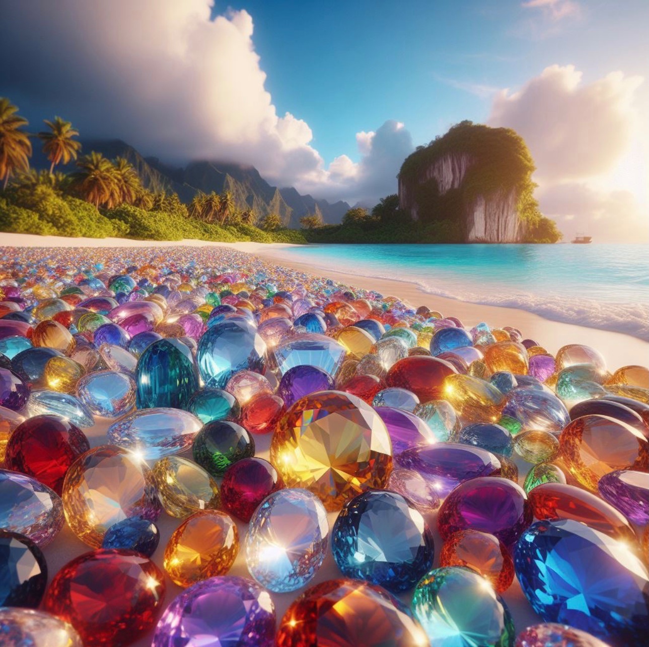 Solve Tropical Gemstone Bliss jigsaw puzzle online with 256 pieces