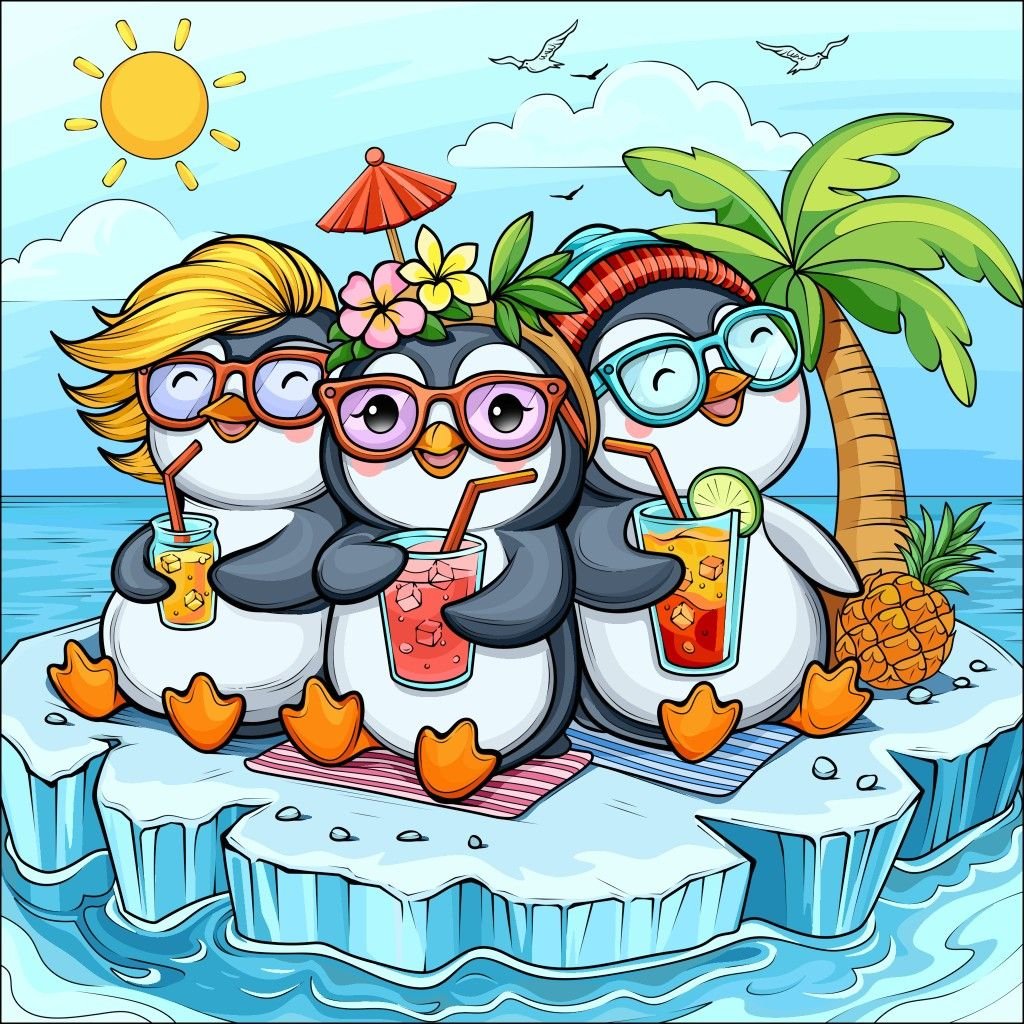 Solve PUZZLE - Real Cool Penquins jigsaw puzzle online with 81 pieces