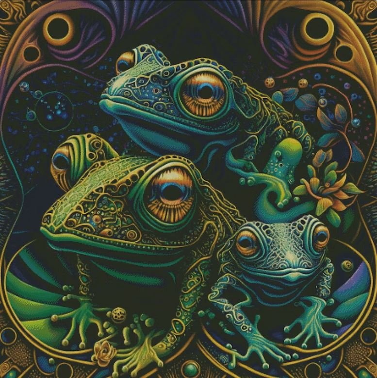 Solve Frog Trio jigsaw puzzle online with 100 pieces