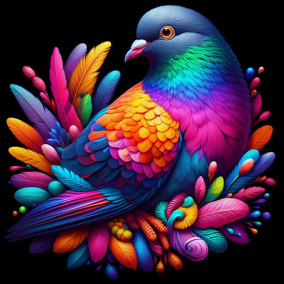 Solve very bright & colorful Pigeon jigsaw puzzle online with 64 pieces