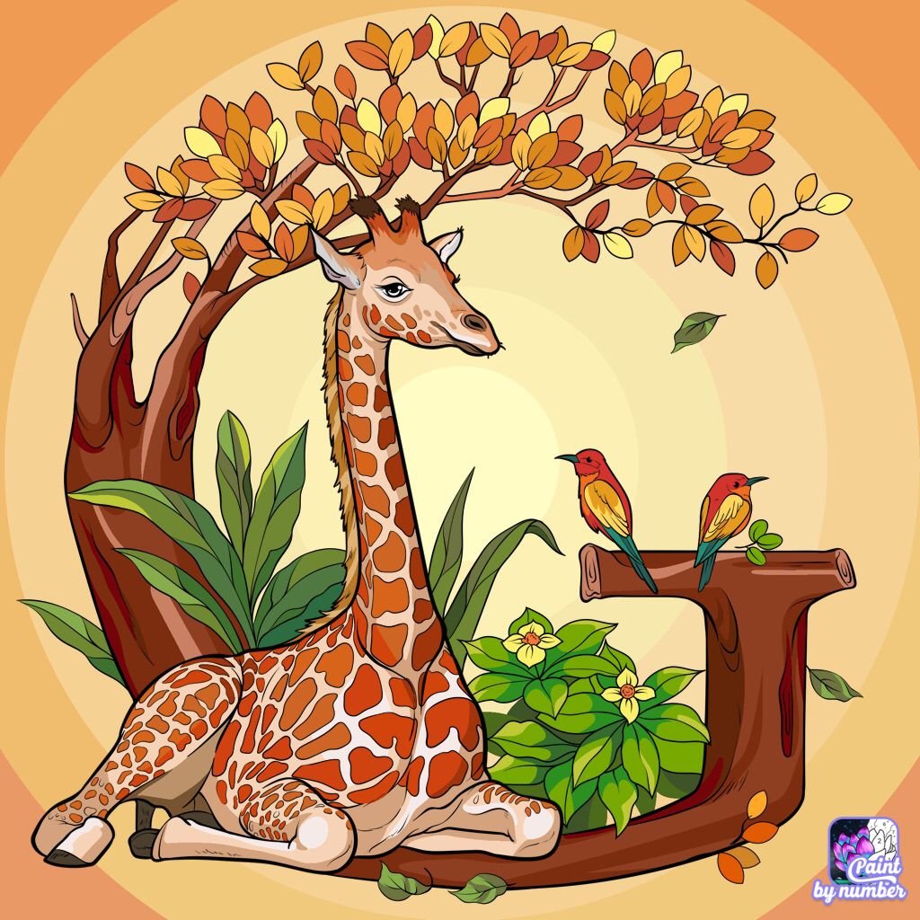 Solve PUZZLE - Giraffe And Birds jigsaw puzzle online with 196 pieces
