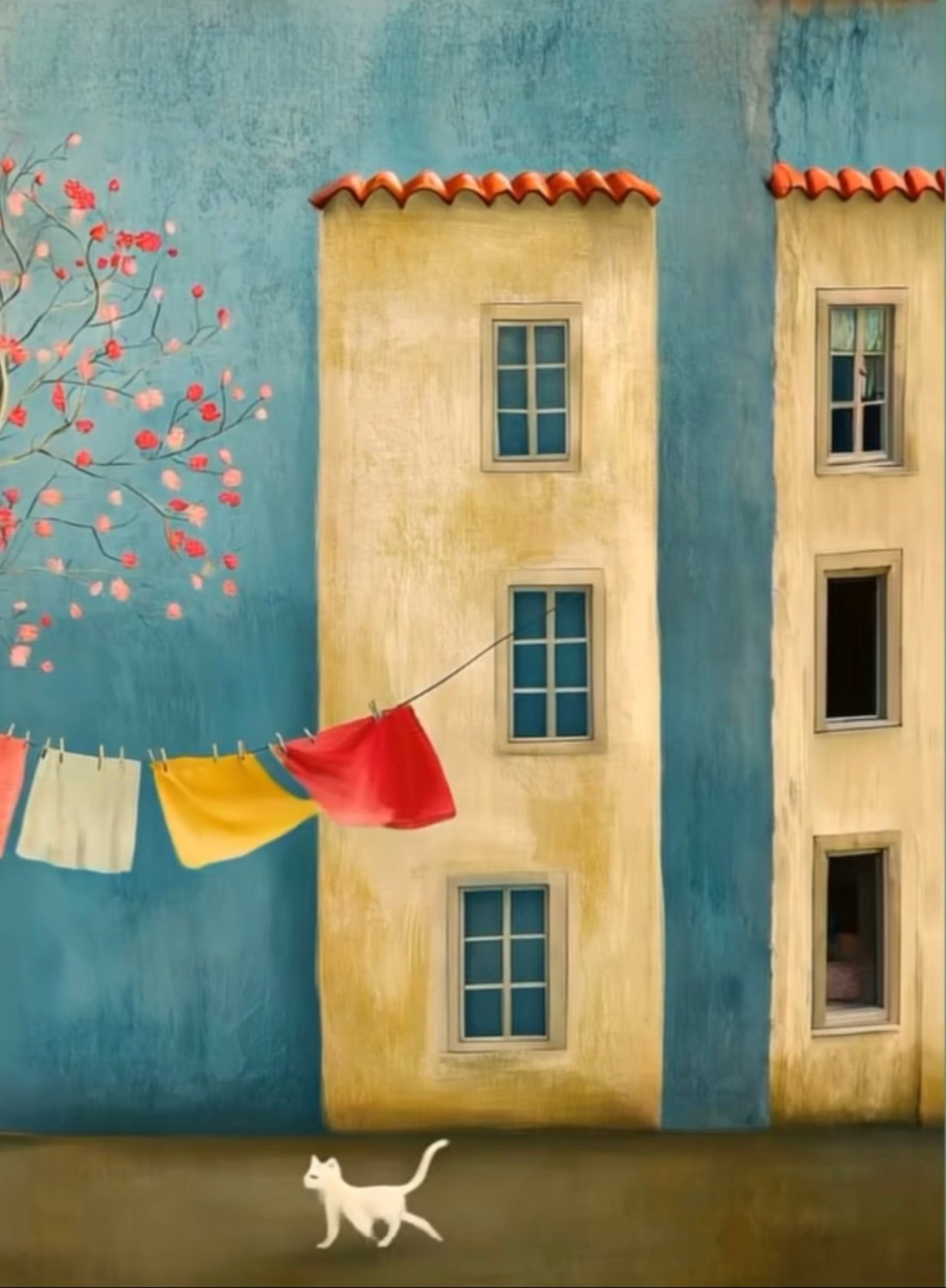 Solve Laundry in the Wind jigsaw puzzle online with 70 pieces
