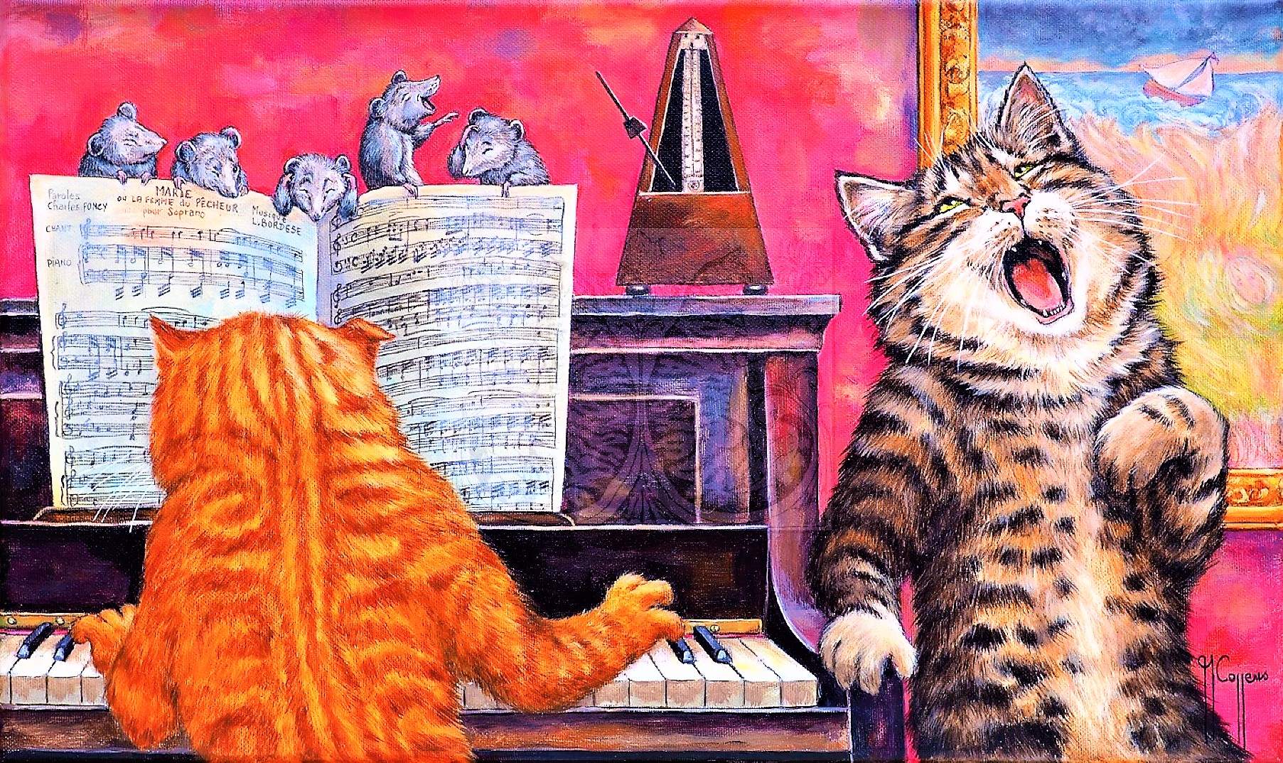 Solve Cat Recital jigsaw puzzle online with 350 pieces